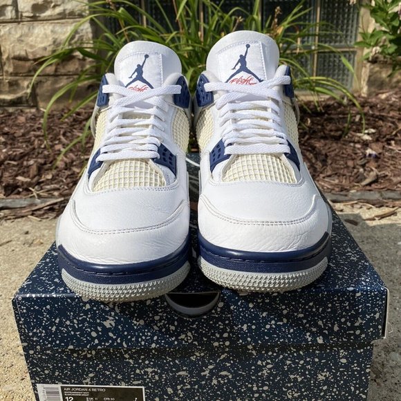 Shoes | Air Jordan 4 Retro Midnight Navy Size 12 White Cement Rare Aj4 ...